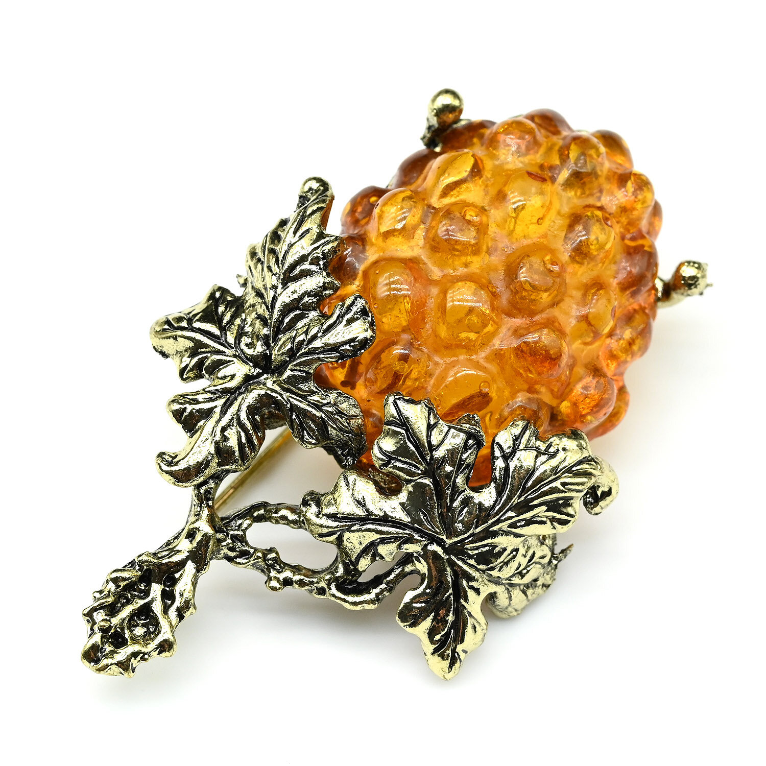 Брошь, янтарь