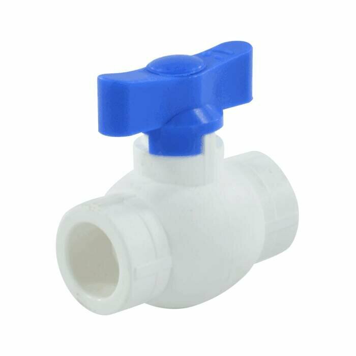 Кран шаровой PP-R син Дн 20 внутренняя пайка бабочка Стандарт RTP (РосТурПласт) 14617
