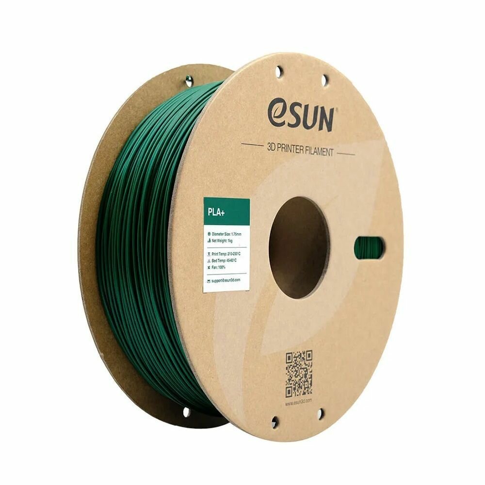 Катушка PLA+ пластика ESUN 1.75 мм 1 кг, зеленая PLA+175G1P1