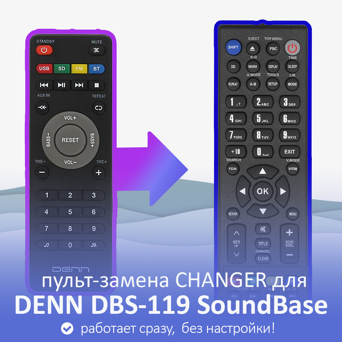 Пульт-замена для саундбара DENN DBS-119