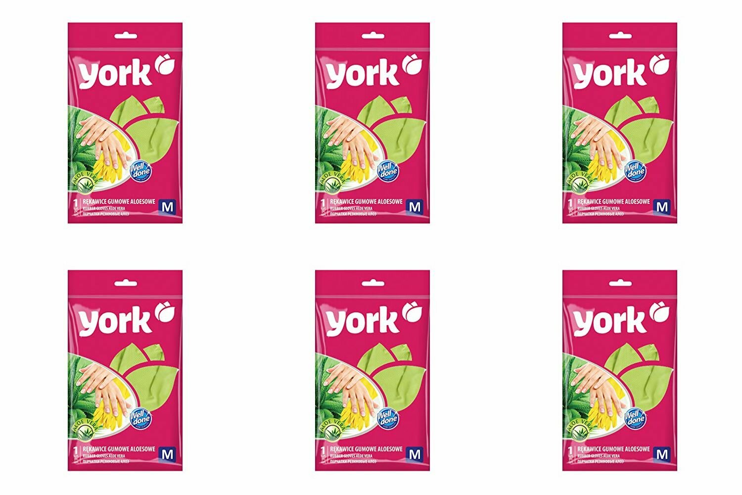 York Перчатки резиновые (М), Алоэ 6 уп.