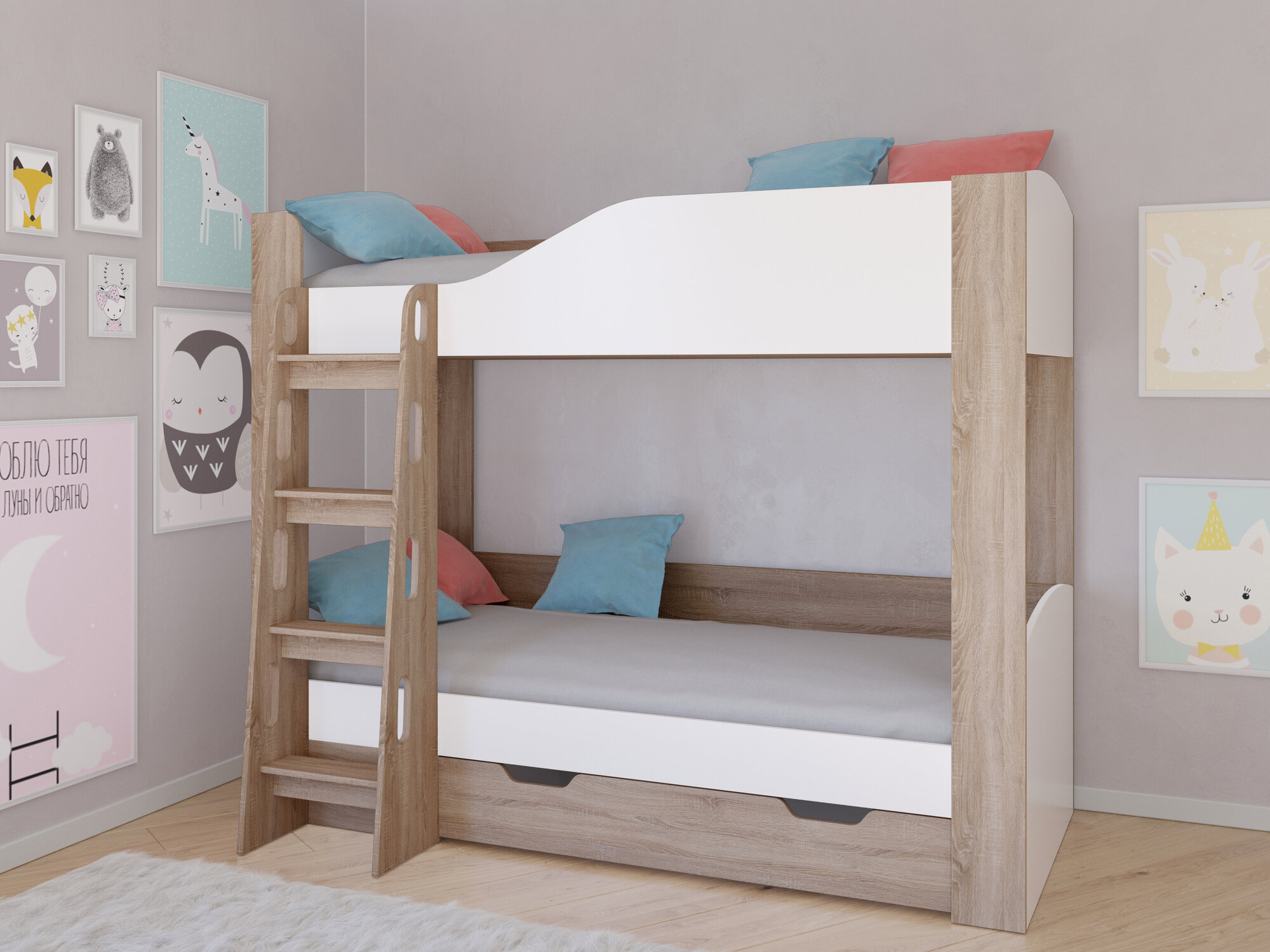 Кровать двухъярусная Астра 2 с ящиком РВ-Мебель