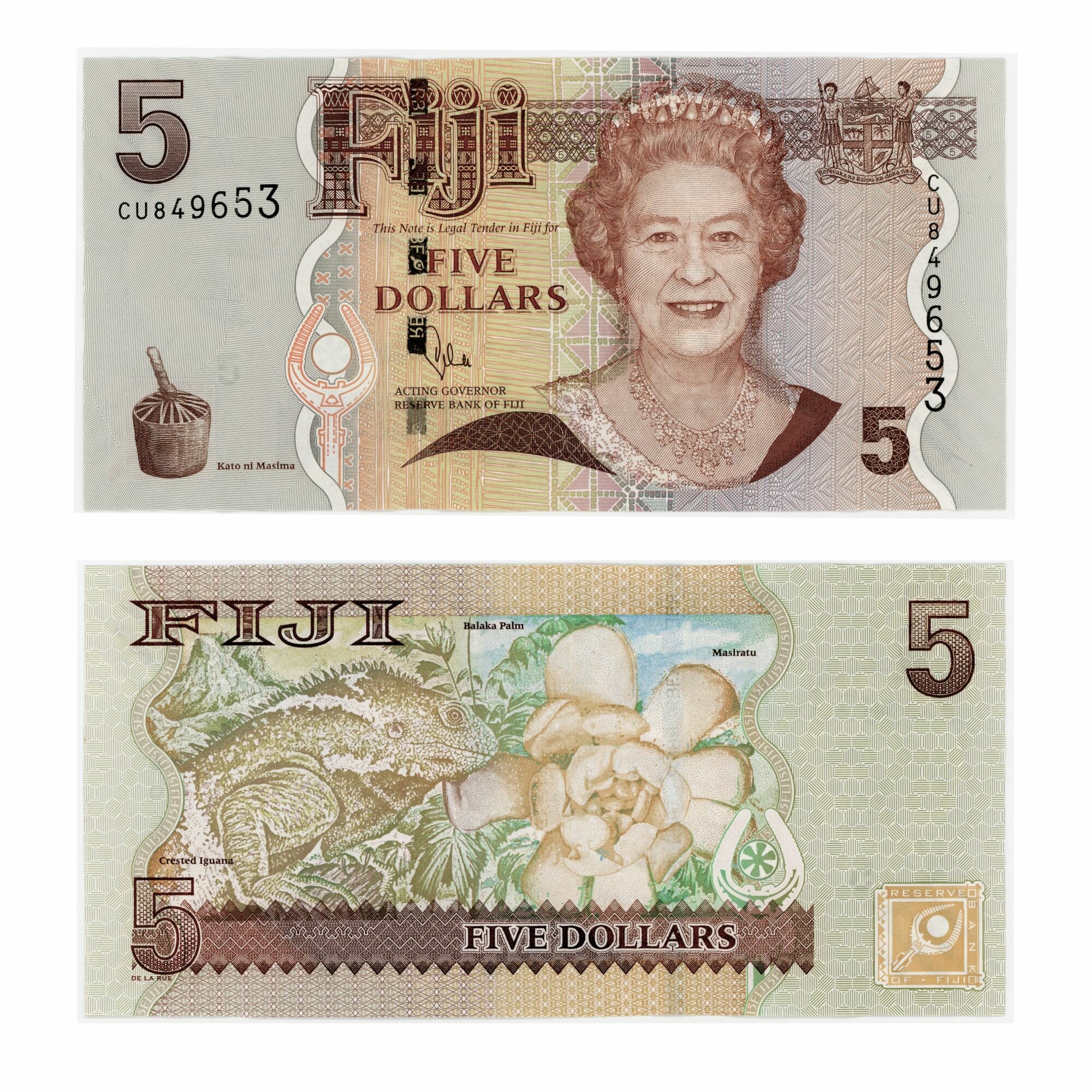 Банкнота Фиджи 5 долларов 2007-2012 годы Uncirculated (UNC) Pick 110