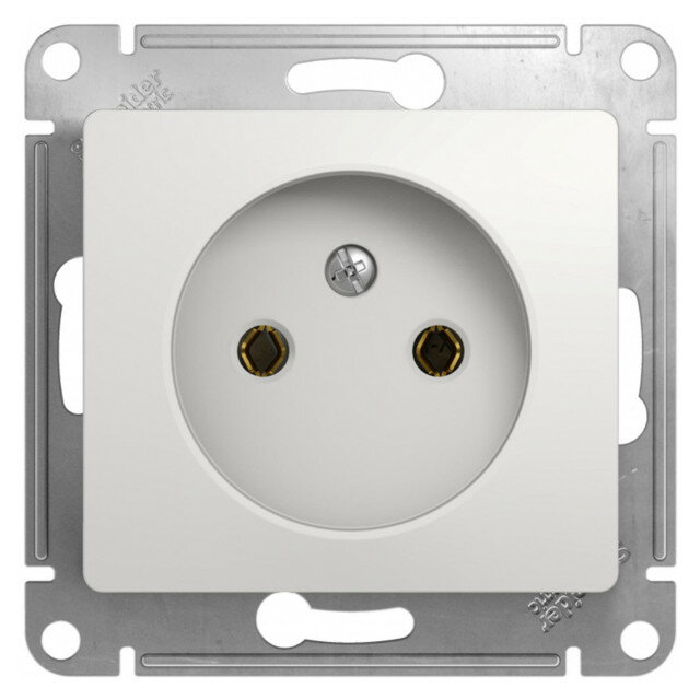 SCHNEIDER ELECTRIC Glossa розетка 1 пост без заземления белого цвета для монтажа