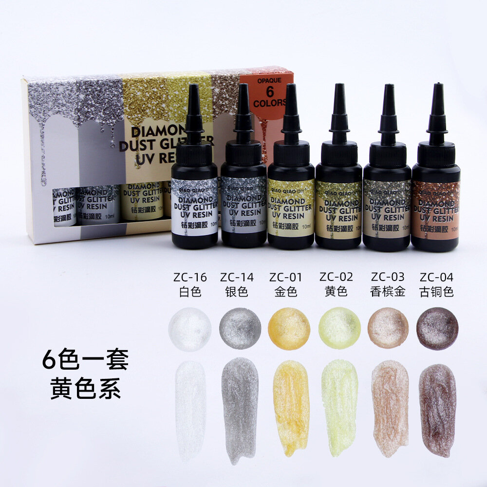 Горячая продажа SG Алмазный блестящий цветной клей 6 цветов 12 цветов 24 цвета Красочный УФ-резиновый клей Комбинированный набор Материал для заполнения ручной работы Amazon