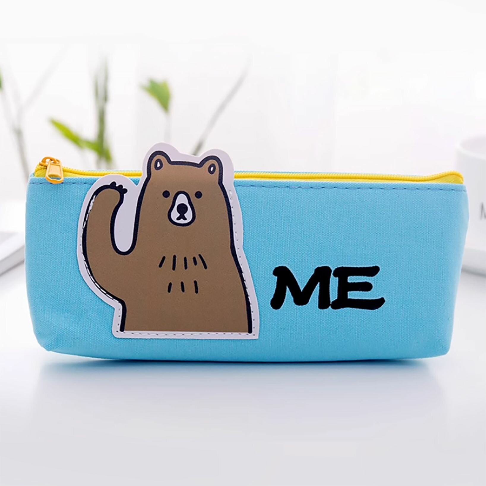 Школьный пенал косметичка тканевый Funny Animal - Bear, синий