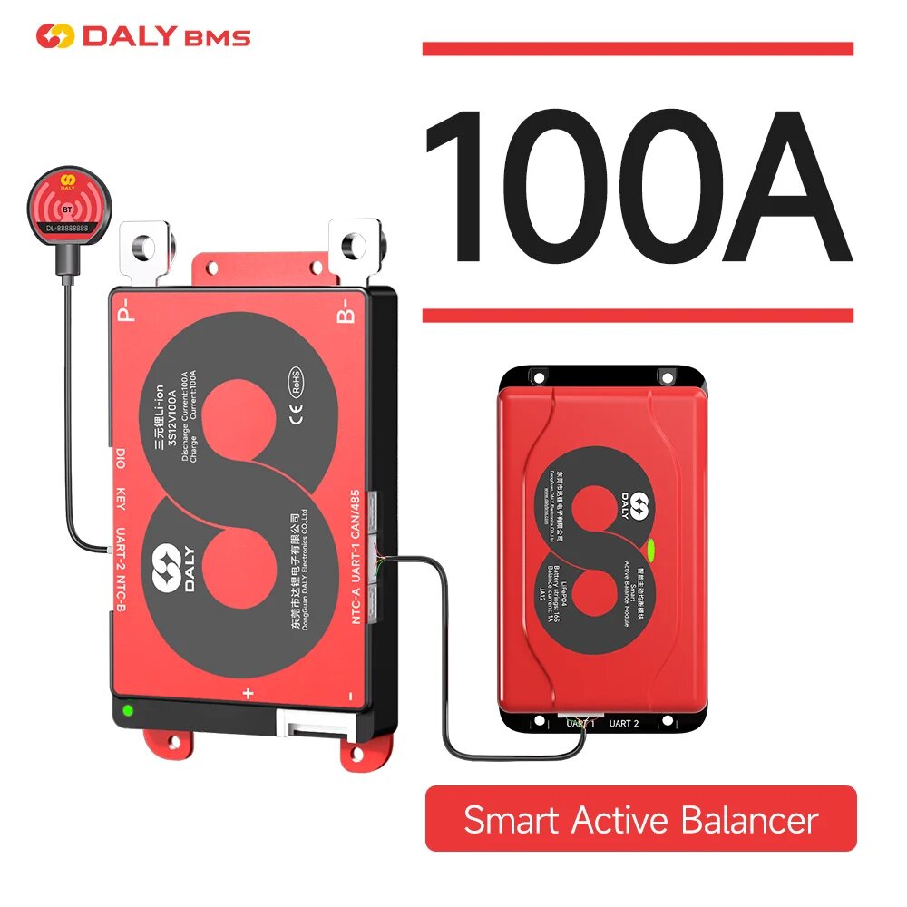 Daly Smart BMS с активным балансиром 1A Li-ion 7S 24V BMS, 100A BMS SmartActive