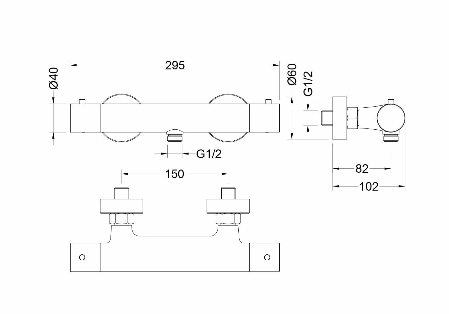 Смеситель для душа европа термостатический, матовый черный