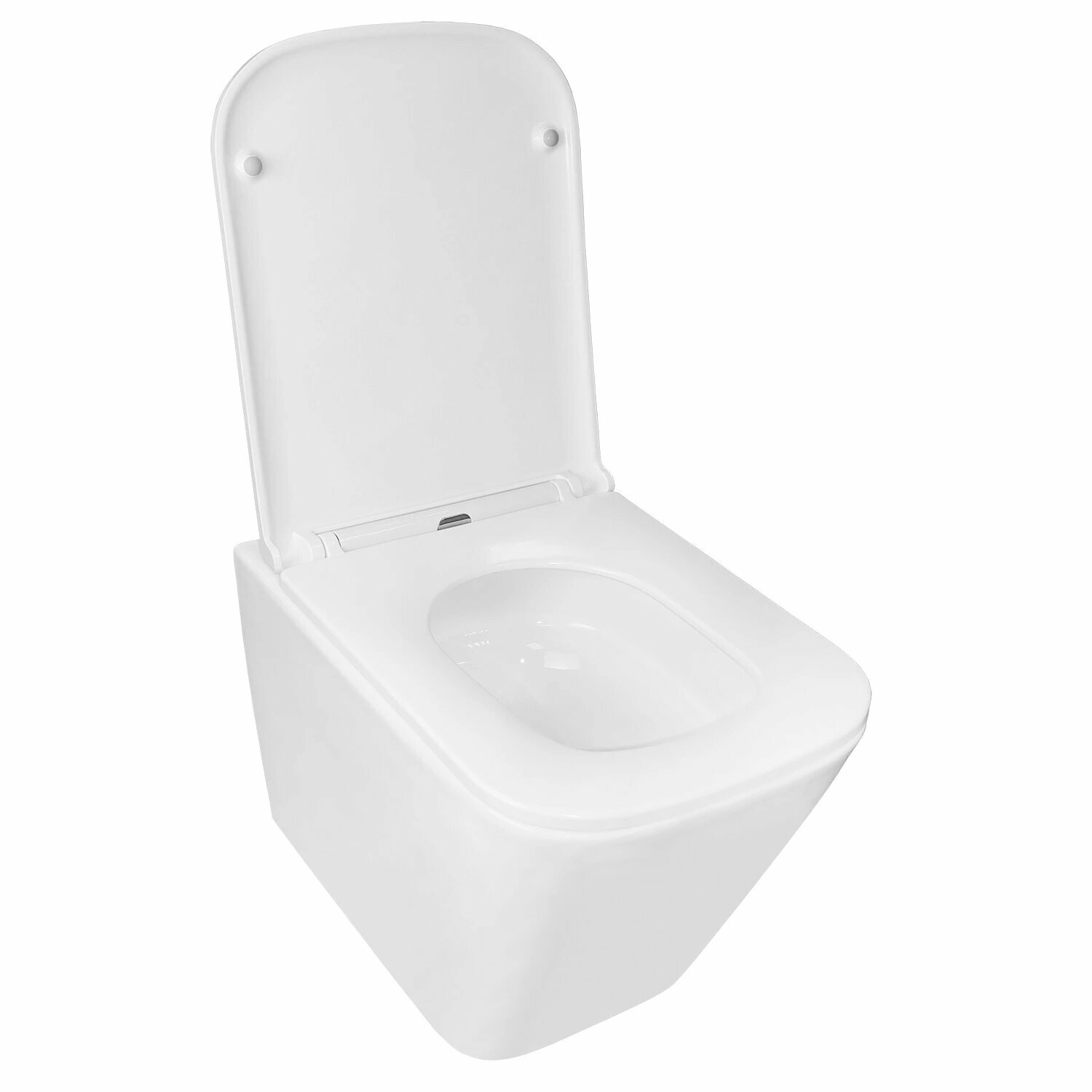 Унитаз подвесной Azario Teramo безободковый квадратный, торнадо скрытое в комплекте с сидением микролифт 490*355