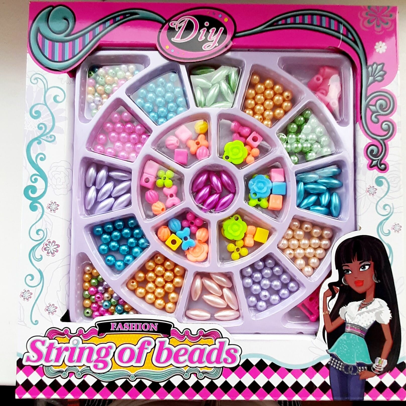 Бусиньки для бисероплетения набор / бусы для рукоделия / создание украшений для девочки.