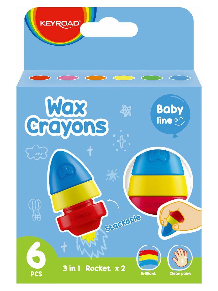Восковые мелки Rocket 6 цв, картонный футляр