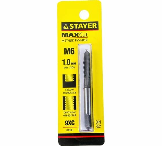 Метчик MASTER одинарный для сквозных и глухих отверстий сталь 9ХС М6х1 0 Stayer 28021-06-1.0