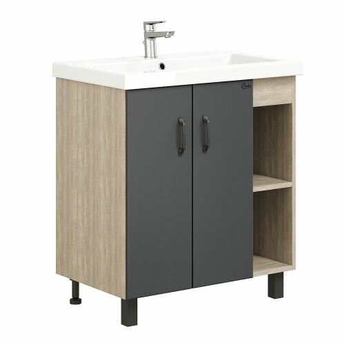 Тумба Onika Тимбер 70 напольная, серая мат./дуб сонома