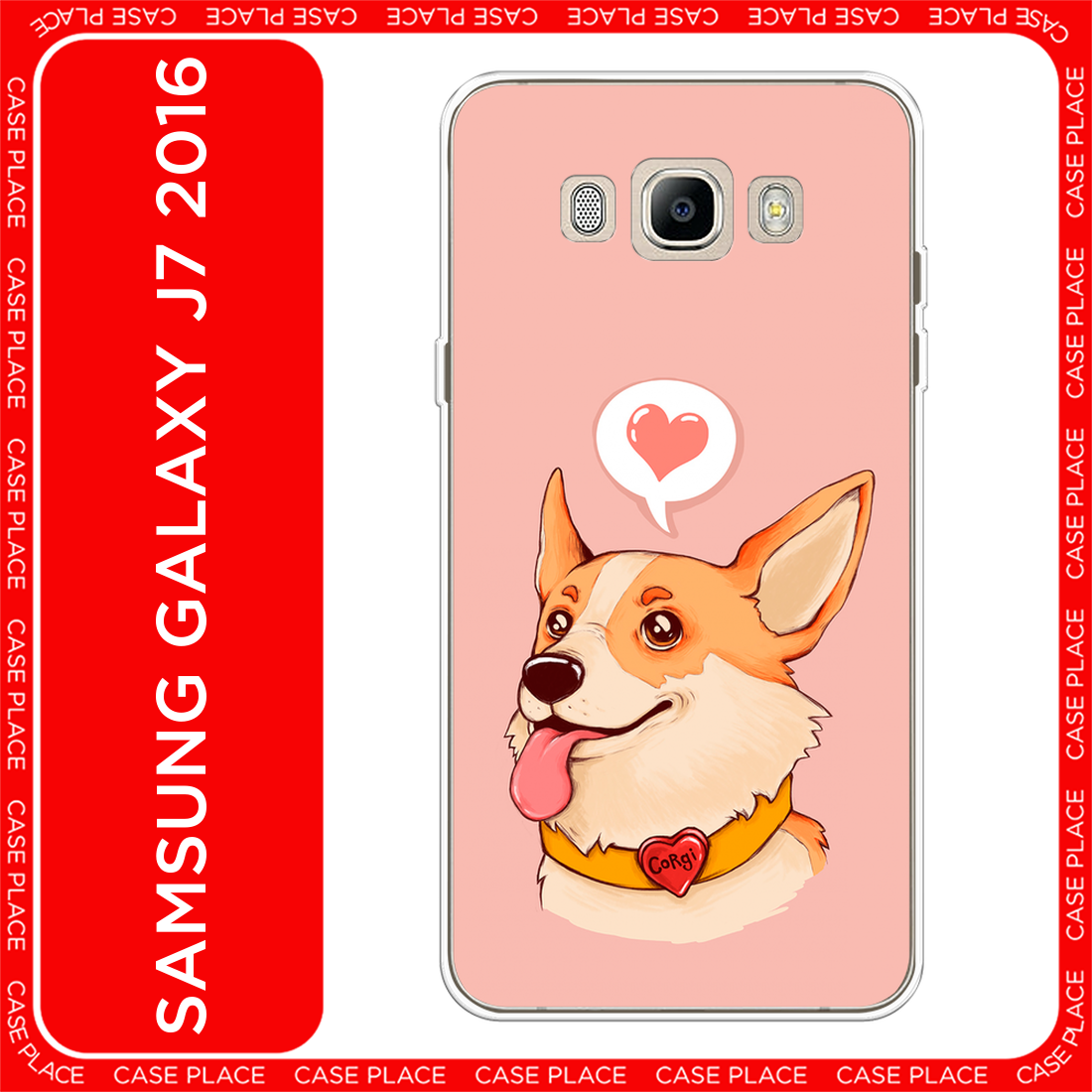 Чехол на Samsung Galaxy J7 2016 / Самсунг Галакси Джей 7 2016 с принтом Корги язык