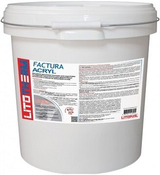Декоративная Штукатурка Шуба Litokol Litotherm Factura Acril 25кг Акриловая, Размер Зерна 2.5мм для Фасада и Интерьера / Литокол.