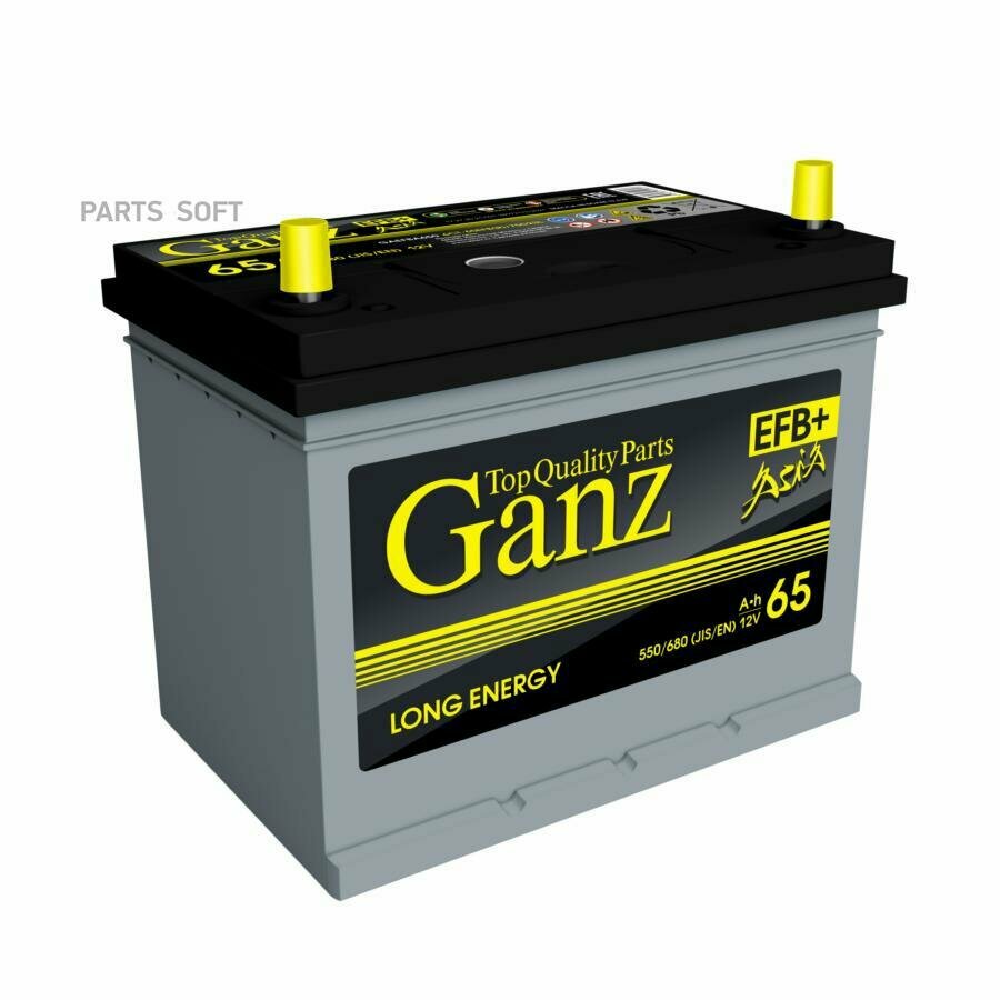 GANZ GAEFBA650 Аккумулятор GANZ ASIA EFB 65 А/ч обратный R+ 232x175x225 D23 EN 550 А
