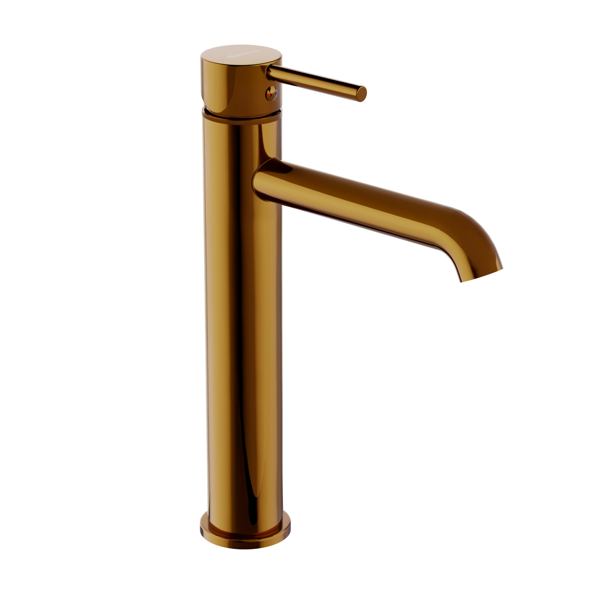 Смеситель для накладной раковины Damixa Point, золото, монолитный излив 170 мм, высокий