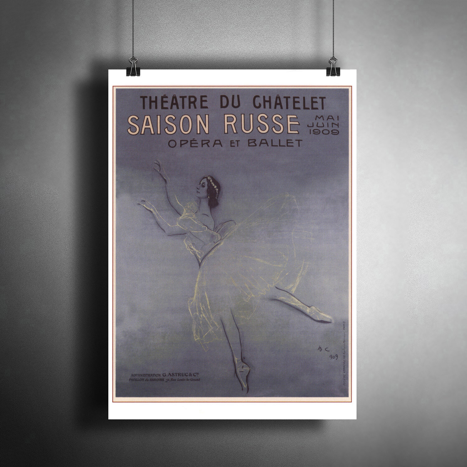 Постер плакат для интерьера "Советский плакат: Гастрольная афиша - Балет!" / Декор дома, офиса, комнаты, квартиры, детской A3 (297 x 420 мм)