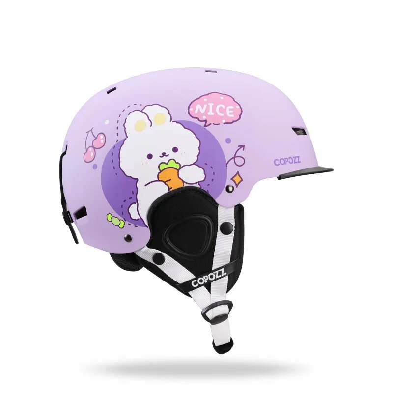 COPOZZ Детский лыжный шлем Cartoon ABS+EPS FOAM Сиреневый, М, cute rabbit