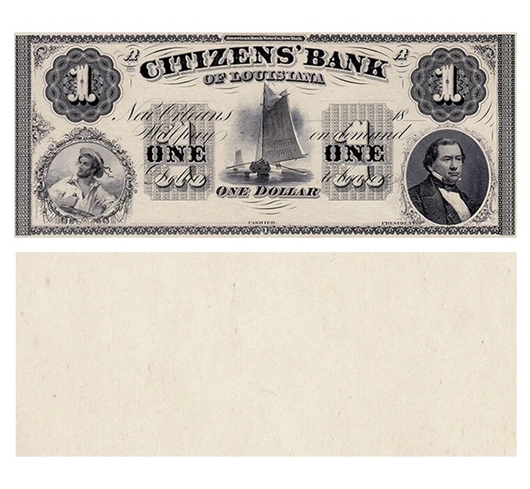 1 доллар 1833 США, Citizens' Bank of Louisiana, сувенирная копия, банкноты и купюры редкие коллекционные