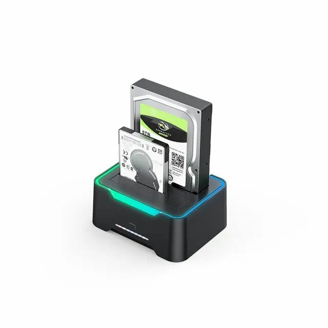 USB 3,0-SATA Жесткий диск с двойным отсеком RGB с ламповым эффектом 2,5/3,5-дюймовый корпус для жесткого диска Док-станция для автономного клонирования HDD SSD