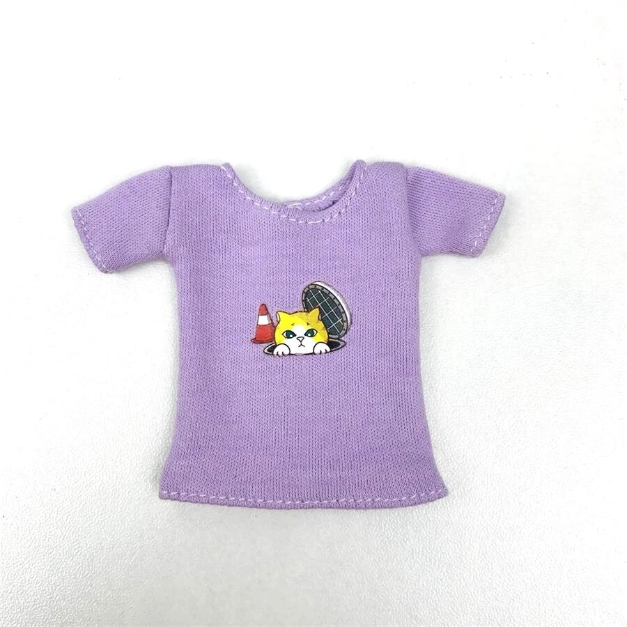 Футболка для кукол FJ&LUK HOUSE розового/черного/красного/белого цвета Сиреневый, style9