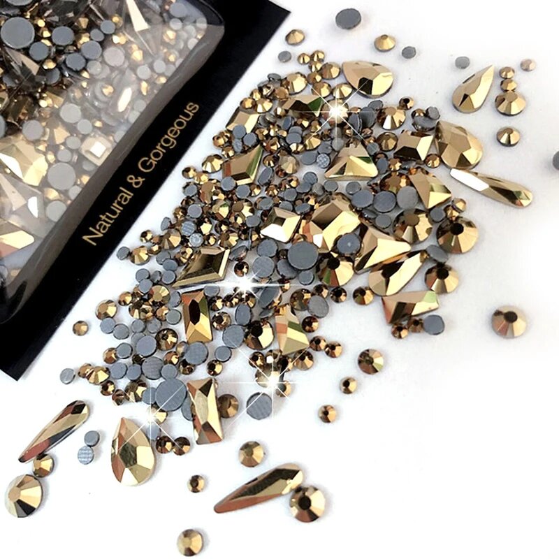 Стразы для ногтей Gold Color, набор декора
