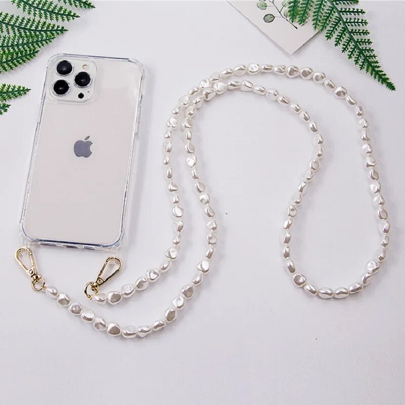 Жемчужный ремешок для iPhone 16 Pro Max, цвет love chain