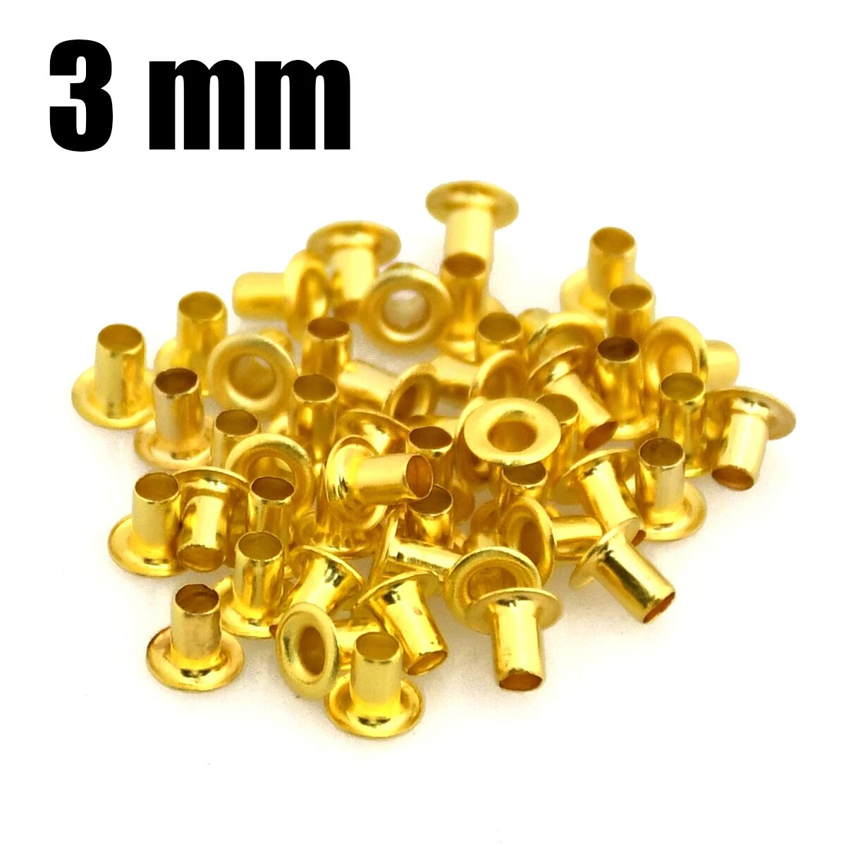 CLOXY Латунные люверсы 100 комплектов 1,5 мм/2 мм/2,5 мм ID 3mm Gold