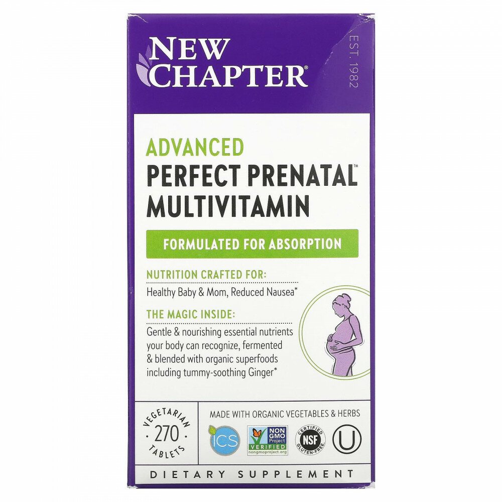 New Chapter, Advanced Perfect Prenatal ™, мультивитамины, 270 вегетарианских таблеток