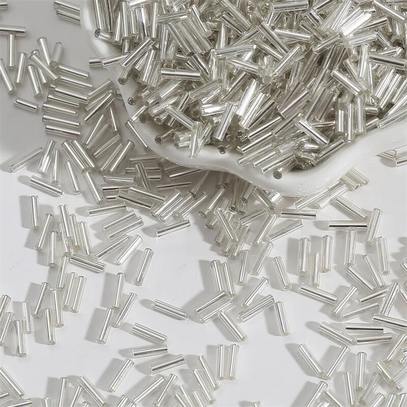 Бисер стеклянный Beadia смешанный цвет 300 шт 2х7 мм Серебряный, 02 silver