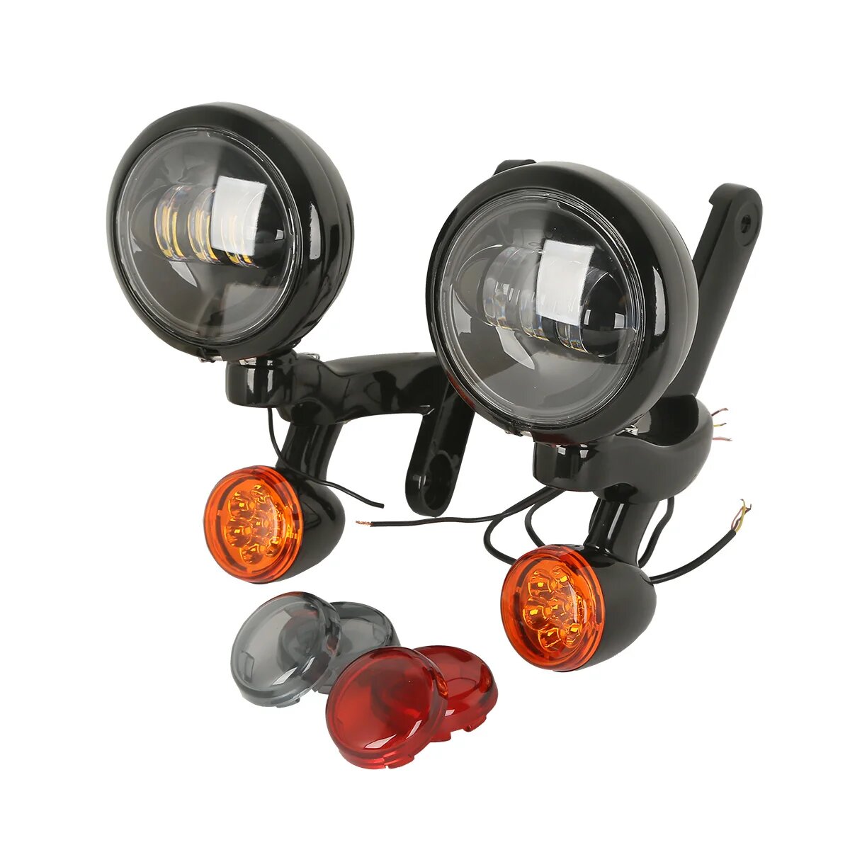 Указатель поворота 4 1/2 "светодиодный кронштейн для противотуманных фар для мотоцикла Harley Electra Street Glide Road King 2014-2023 Black