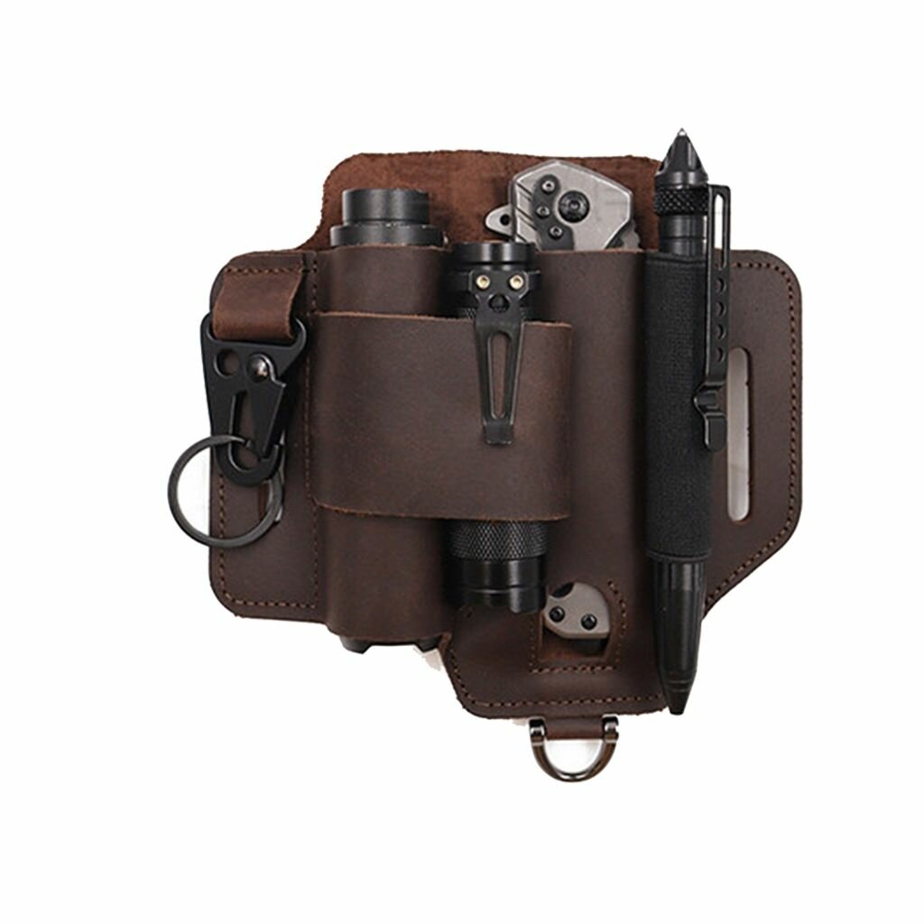 Кобура для охотничьих инструментов EDC-Коричневая-Из воловьей кожи