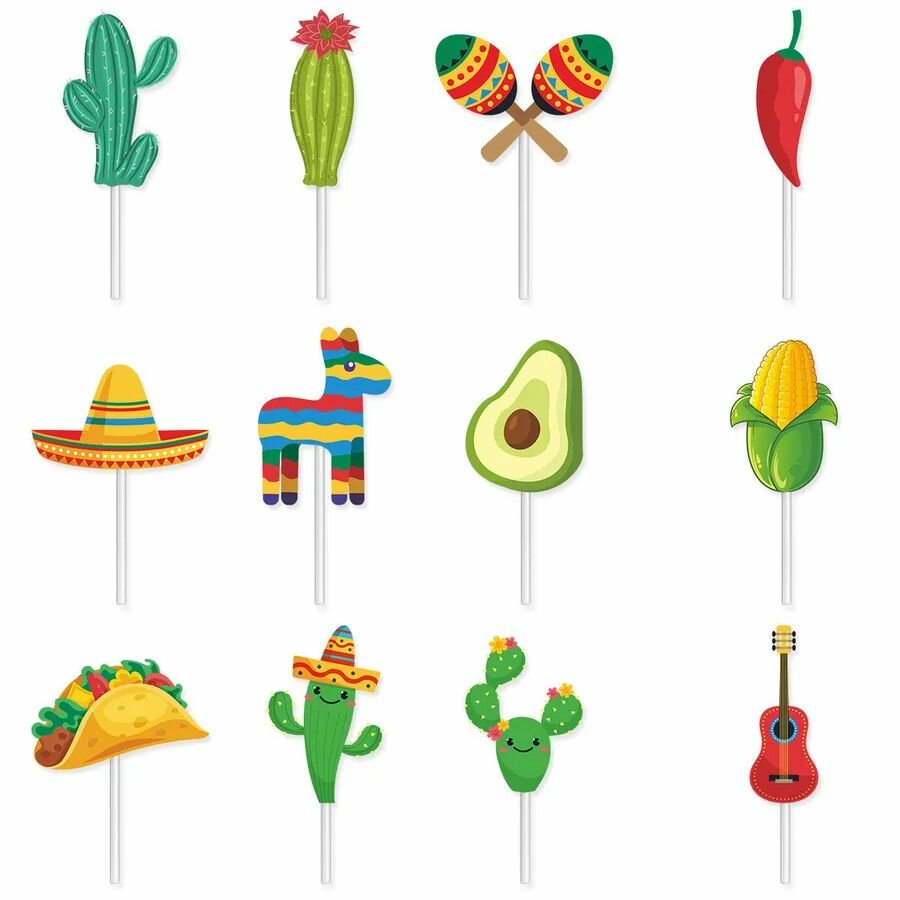 Набор пиков ПатиПраздник "Мексиканская вечеринка", для украшения блюд, 12 шт