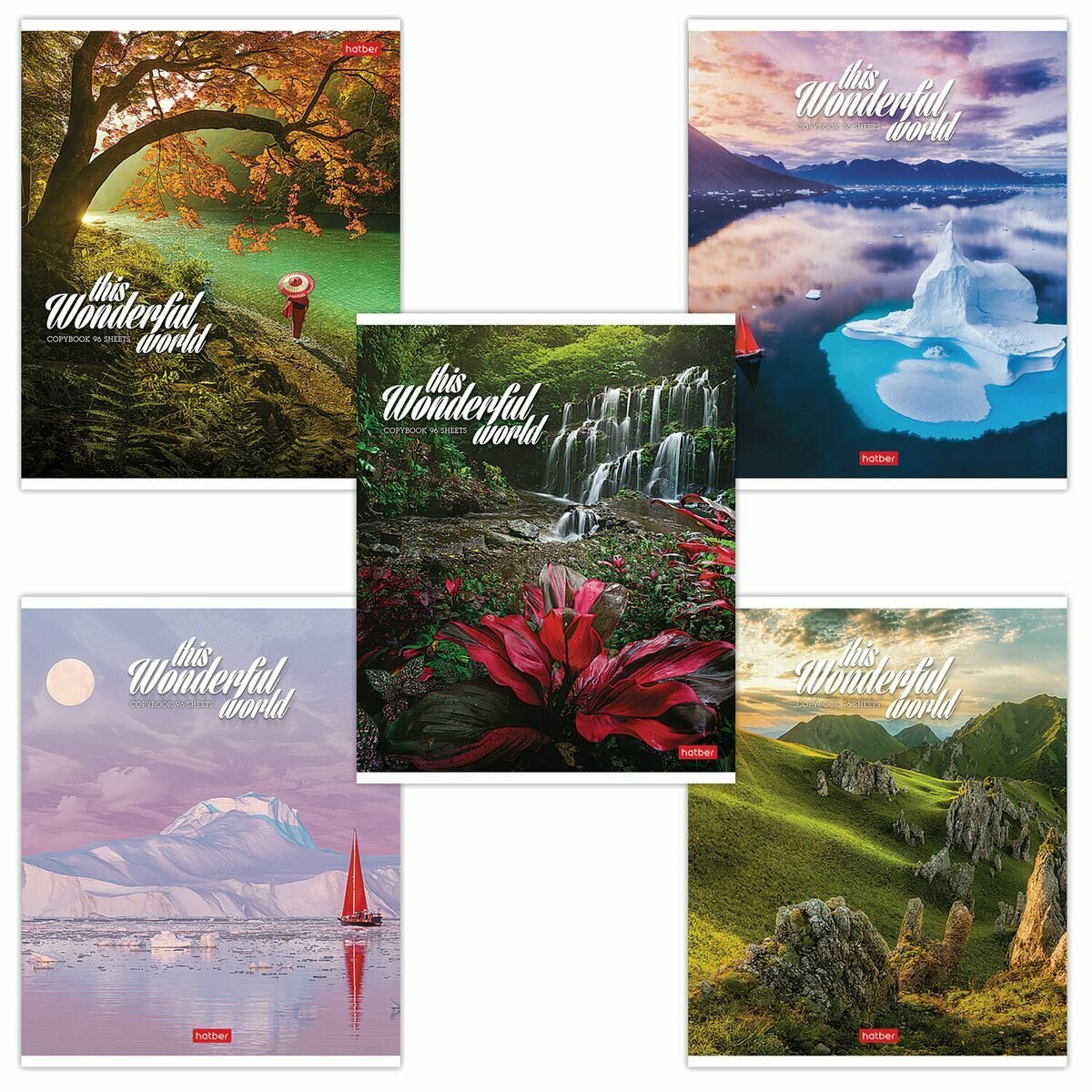 Тетрадь общая 96л, А5 Hatber "Удивительный мир" (линейка, скрепка) (96Т5В2), 6шт.