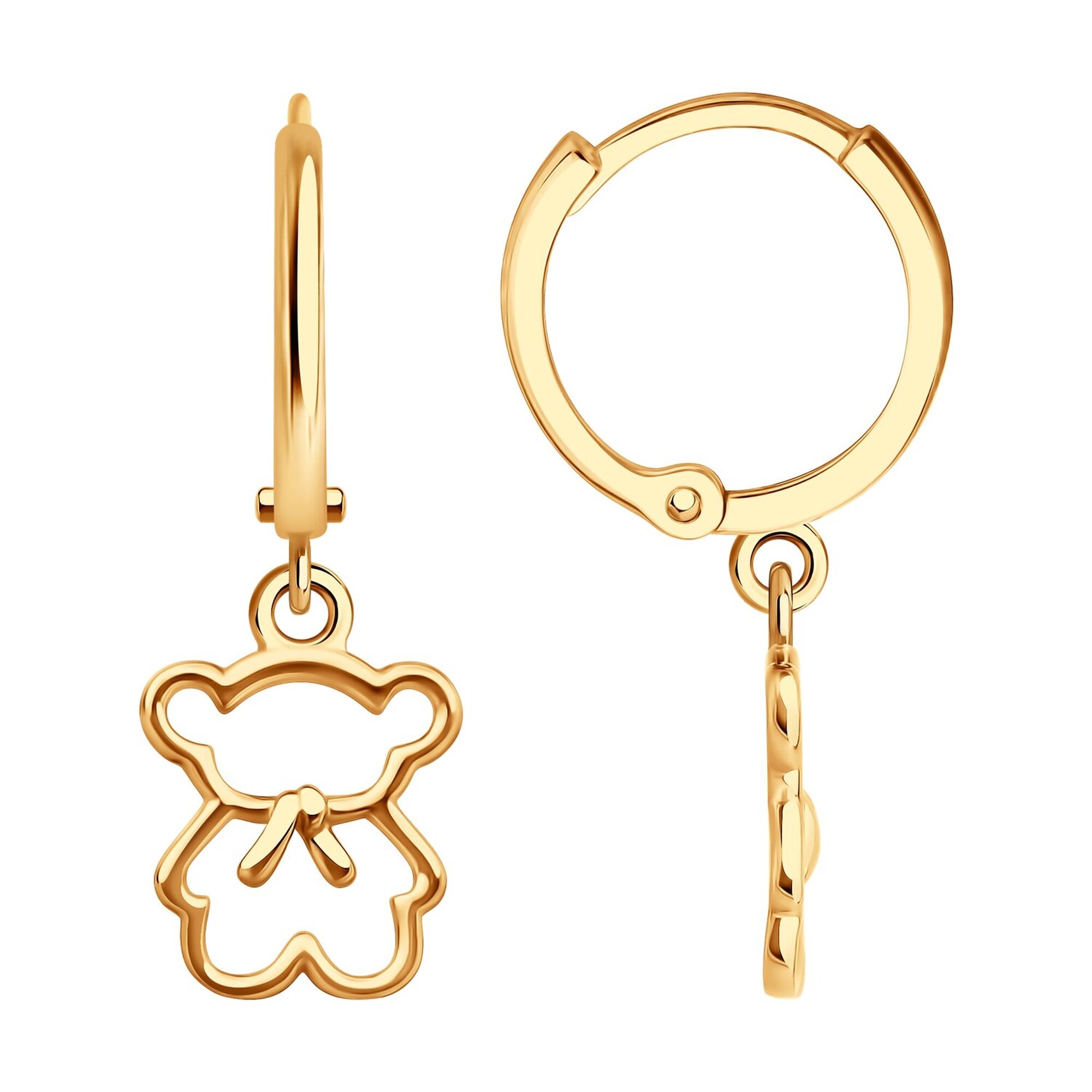 Серьги, красное золото, 585 проба