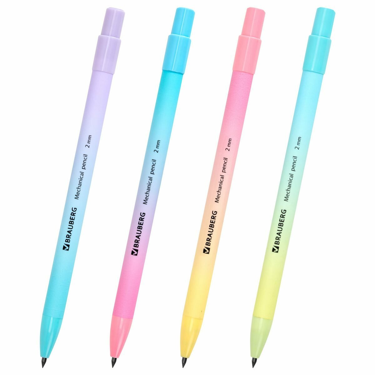 Карандаш механический цанговый Brauberg Grade Pastel (2мм, НВ, встроенная точилка) (181961), 24шт.