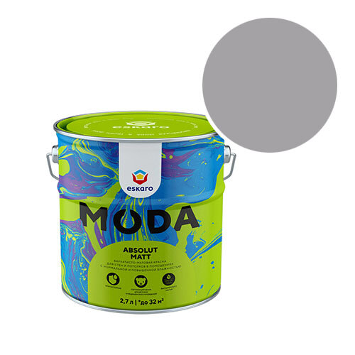 Краска моющаяся Eskaro Moda Absolut Matt RAL 7004 (Сигнальный серый - Signal grey) 2,7 л