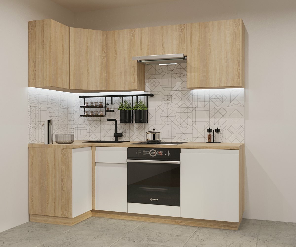 Кухонный гарнитур Лайн дуб сонома тальк 1000-2200 мм