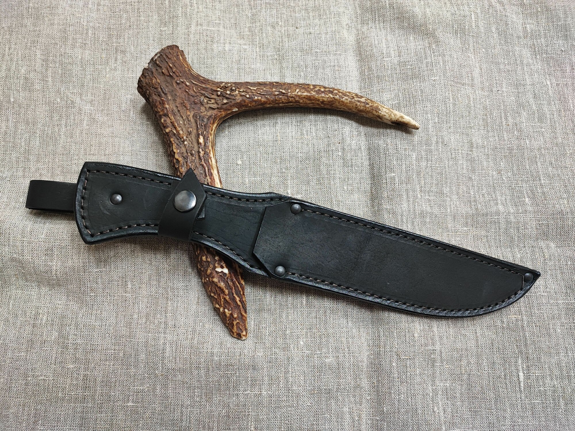 Ножны ARMADA, для пластунского ножа, натуральная кожа, чёрный, черно-серый