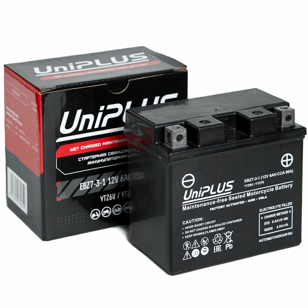 Аккумулятор Leoch UniPLUS EBZ7-3-1 (12В 6Ач 90А 113х70х105мм) обр. пол.