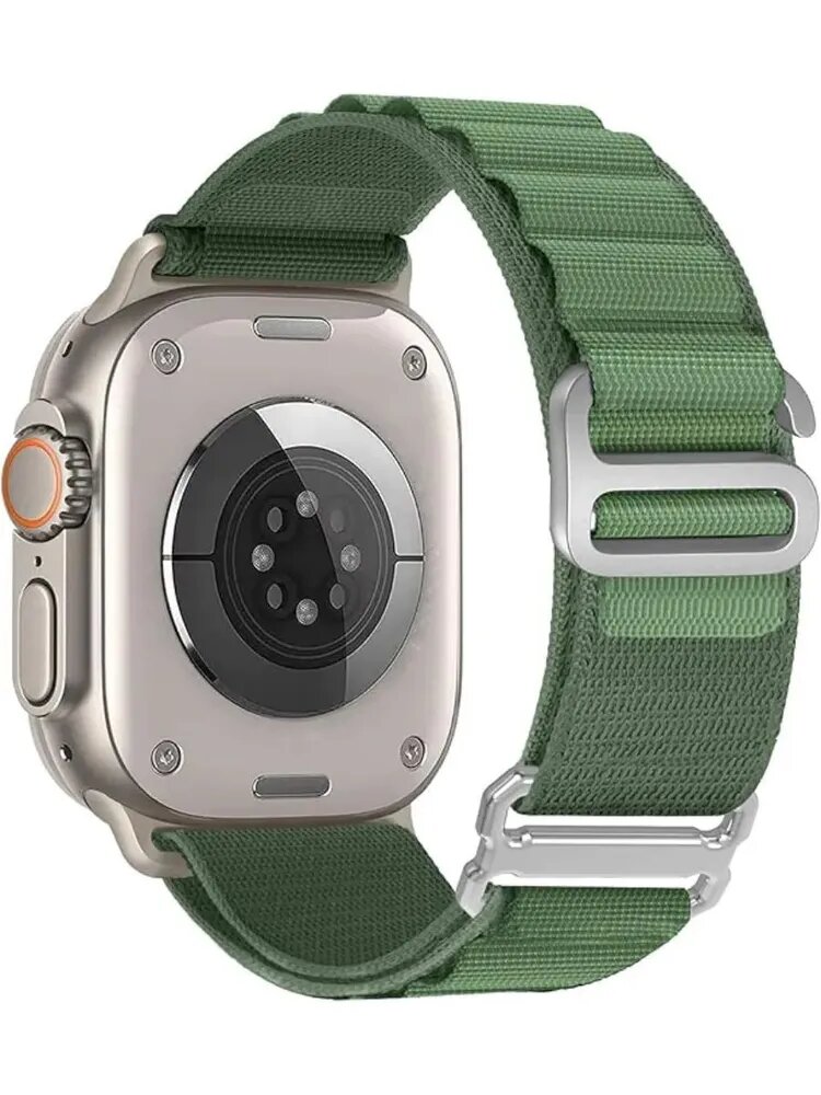 Ремешок для Apple Watch серия 1-3 42 mm, все серии 44/45/46/49 mm, нейлоновый, Альпийская петля, зеленый