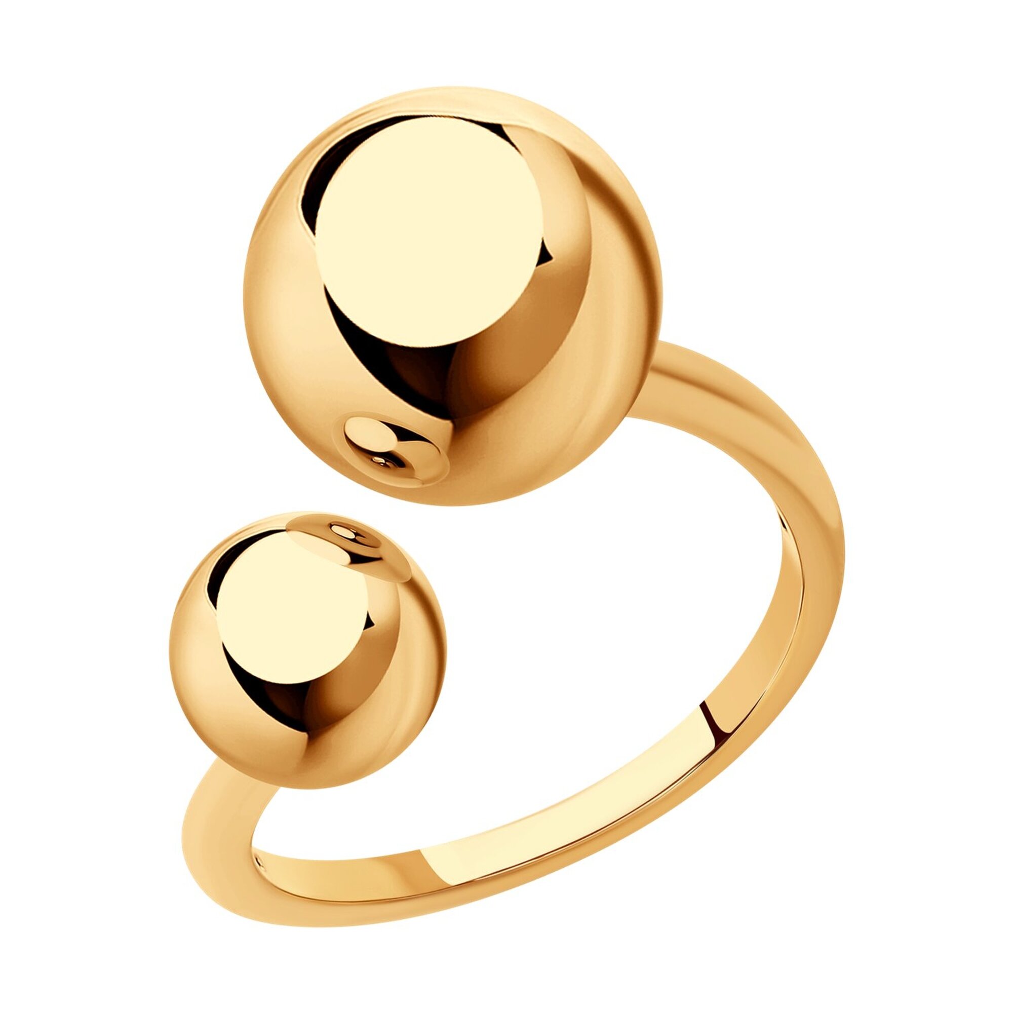 Кольцо, серебро, 925 проба, золочение