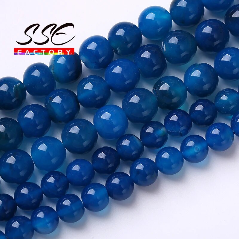 Бусины из синего агата Sunshine and Beads 4-12 мм 8mm 45 to 48pcs