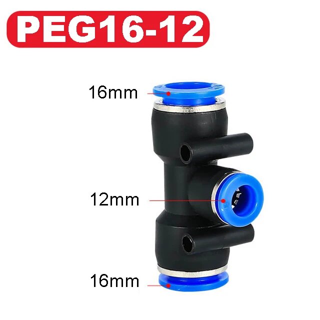 Соединитель пневматический PEG16-12, 1шт