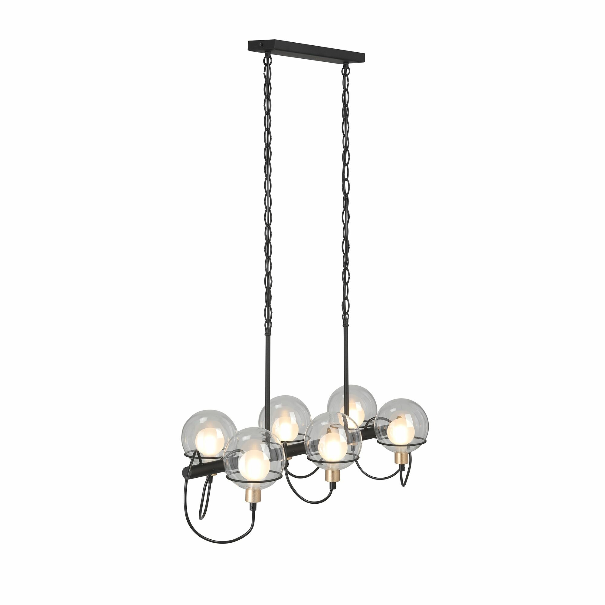 Люстра подвесная Vitaluce V2862-1/6, 6 ламп, G9 макс. 28Вт, 9 м2, цвет чёрный матовый.