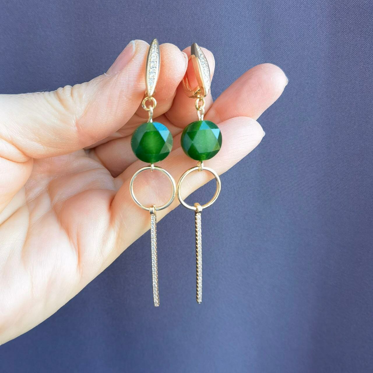 Серьги с подвесками, агат