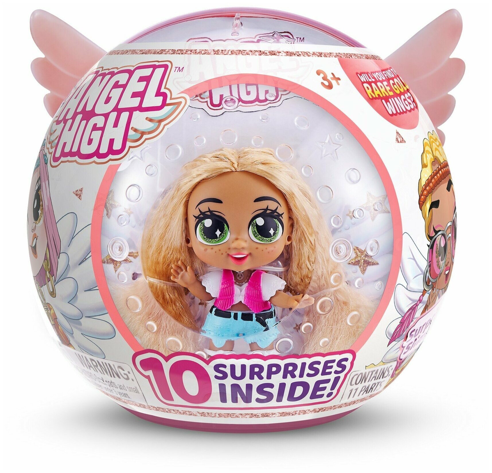 Набор Itty Bitty Prettys Шар с крыльями Angel High, кукла Cara-Mello, золотые волосы