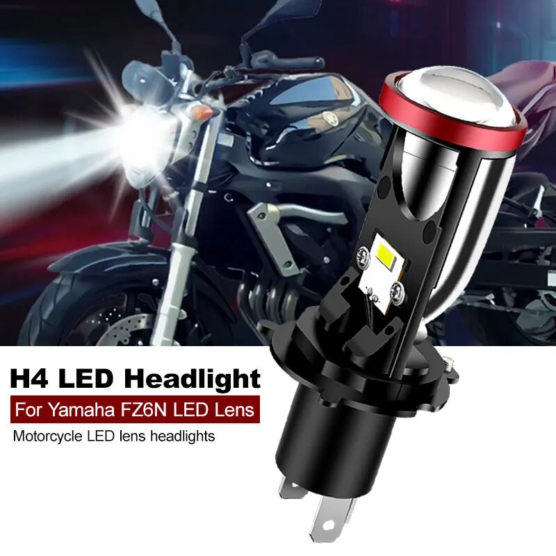 1 шт. для мотоцикла Yamaha FZ6N H4 светодиодные линзы аксессуары для фар CANbus 4800lm дальний и ближний свет HS1 9003 мотоциклетная передняя лампа