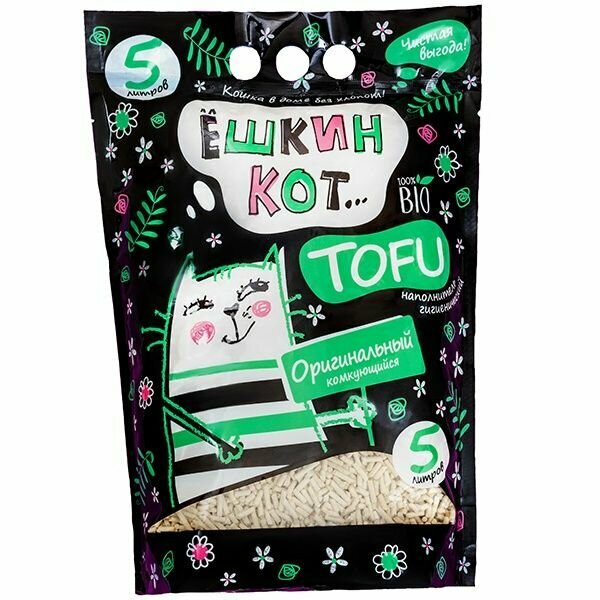 Наполнитель для лотка АлЁшкин кот Tofu Оригинальный 5 л, комкующийся, растительный